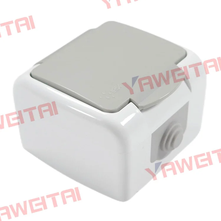 2P+E IP54 Surface Type 1 Gang Schuko Socket - Waterproof China Sockets ...