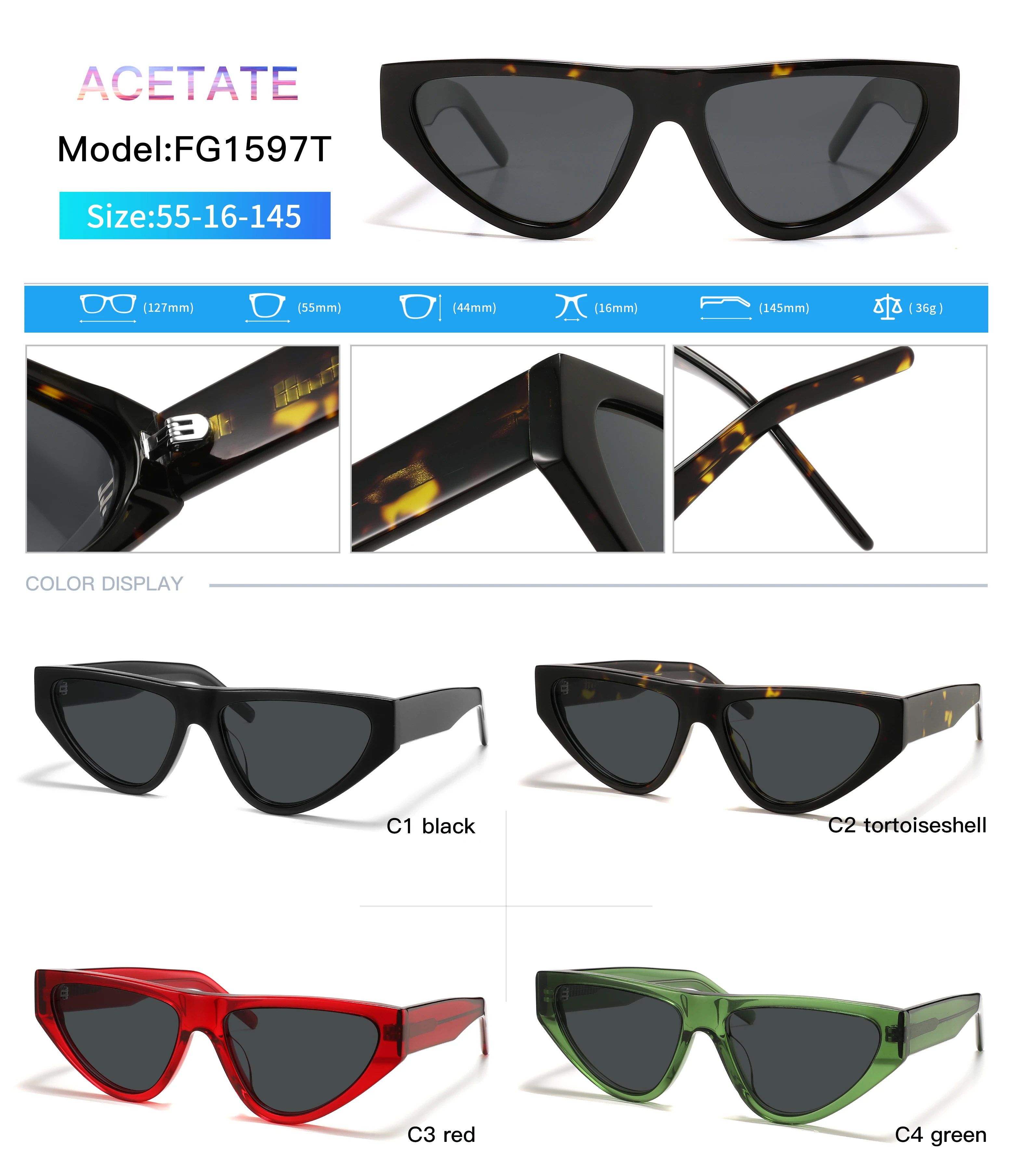 2024 New Cat Eye Inverted Triangle Fashion Eyeglasses Outdoor Street ...