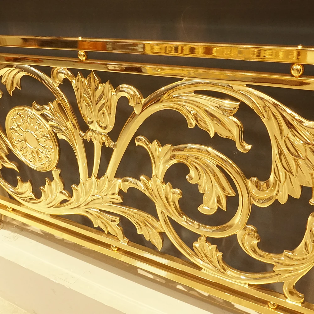Modern Design Indoor Metal Stairs Railing Solid Aluminum Banister Gold ...