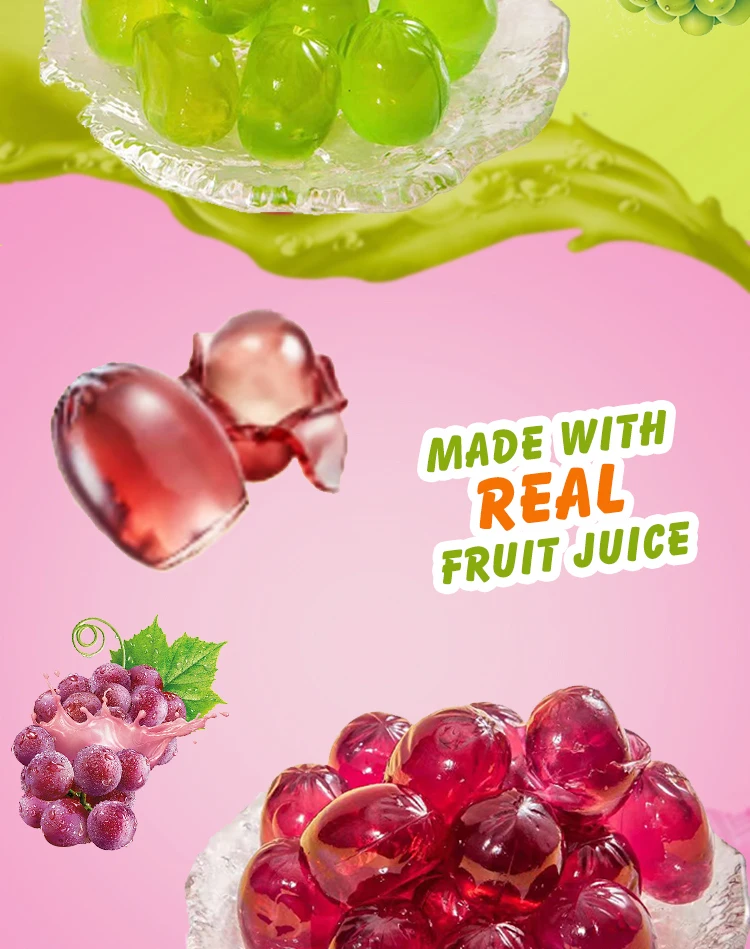 Wholesale Sweet 3D Peeled Grape Peach Flavor Gummy Candy
