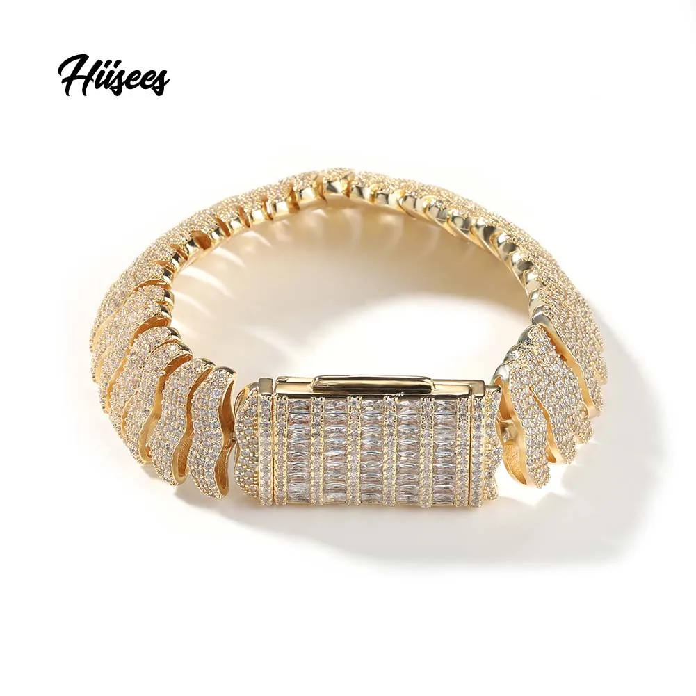 Hip Hop Bling Iced Out Men's Rapper Bracelet Full CZ Pave 20mm Miami ...