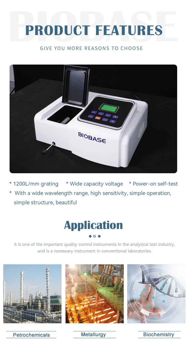 BIOBASE China Manufactured UV/VIS Spectrophotometer Absorption Spectrum ...