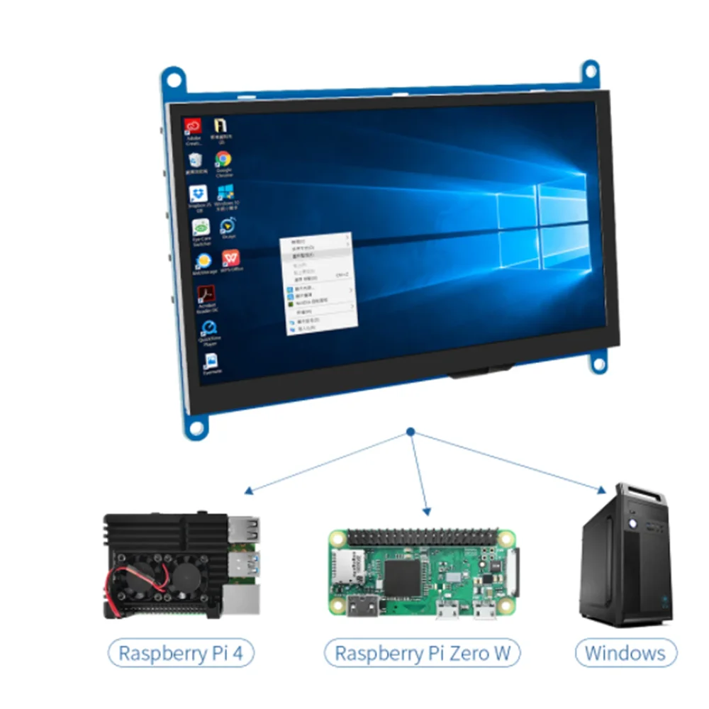 Ips 7inch Screen Aida64 Lcd Display Mini Pc Touch Module 1024 X 600 For Raspberry Pi 3 Pi4 Pc ...