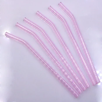 Eco Friendly Reusable Borosilicate Bent Curved Pink Glass Straw - Buy ...