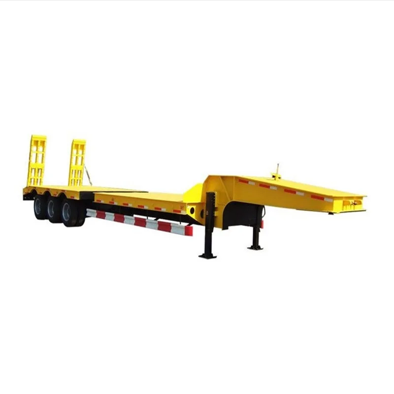Low Bed Trailer Truck 3 Axle 80 Tonne Extendable Low Profile Semi ...