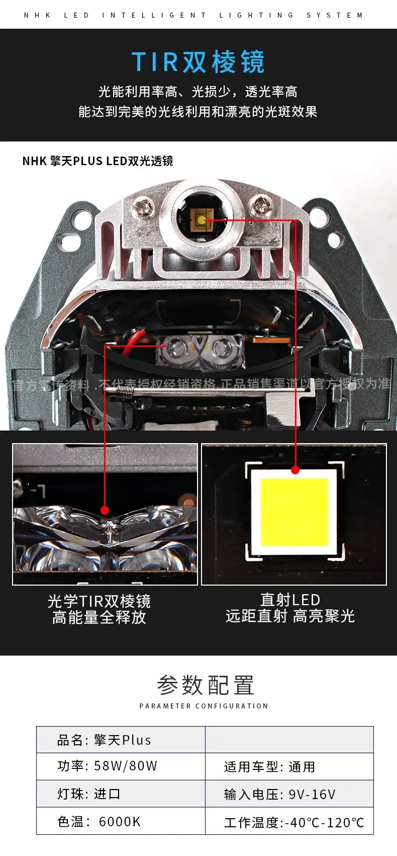 NHK Bi-Led Projector - 3.0 Inch Clear Lens 55W Dual Reflector