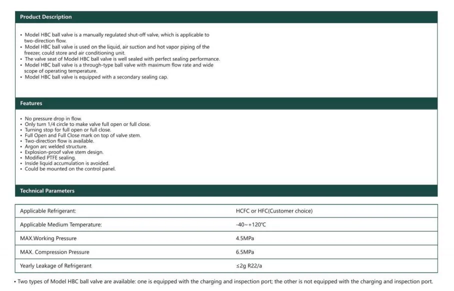 HONGSEN Refrigeration Ball Valve - Reliable Liquid Line Control