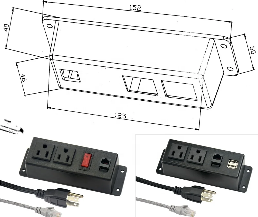 Us Power Plug Furniture Power Distribution Units/office Desk Power And ...