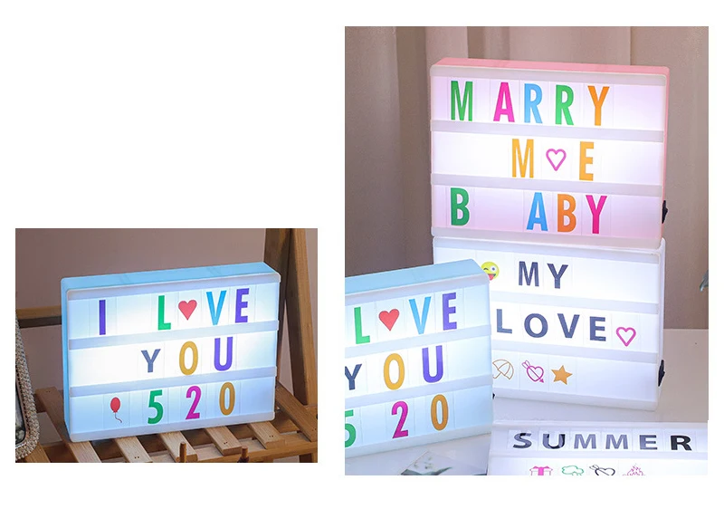 A4 CINEMATIC LED LIGHT up LETTER BOX SIGN USB WEDDING PARTY CINEMA ...