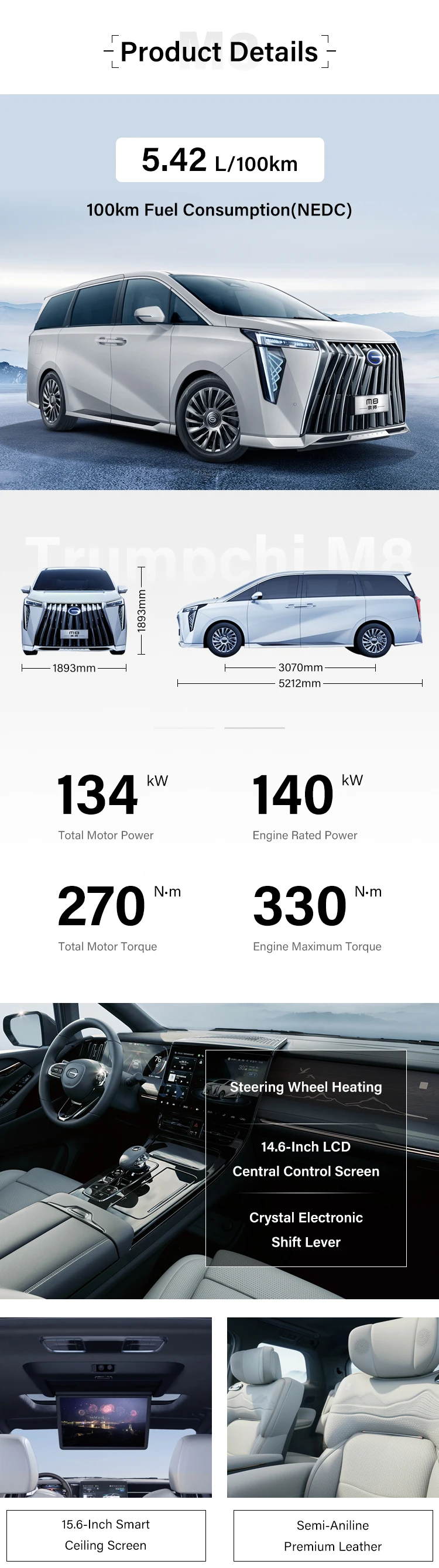 2024 GAC Trumpchi M8 MPV - Luxury 7-Seater with Hybrid Power
