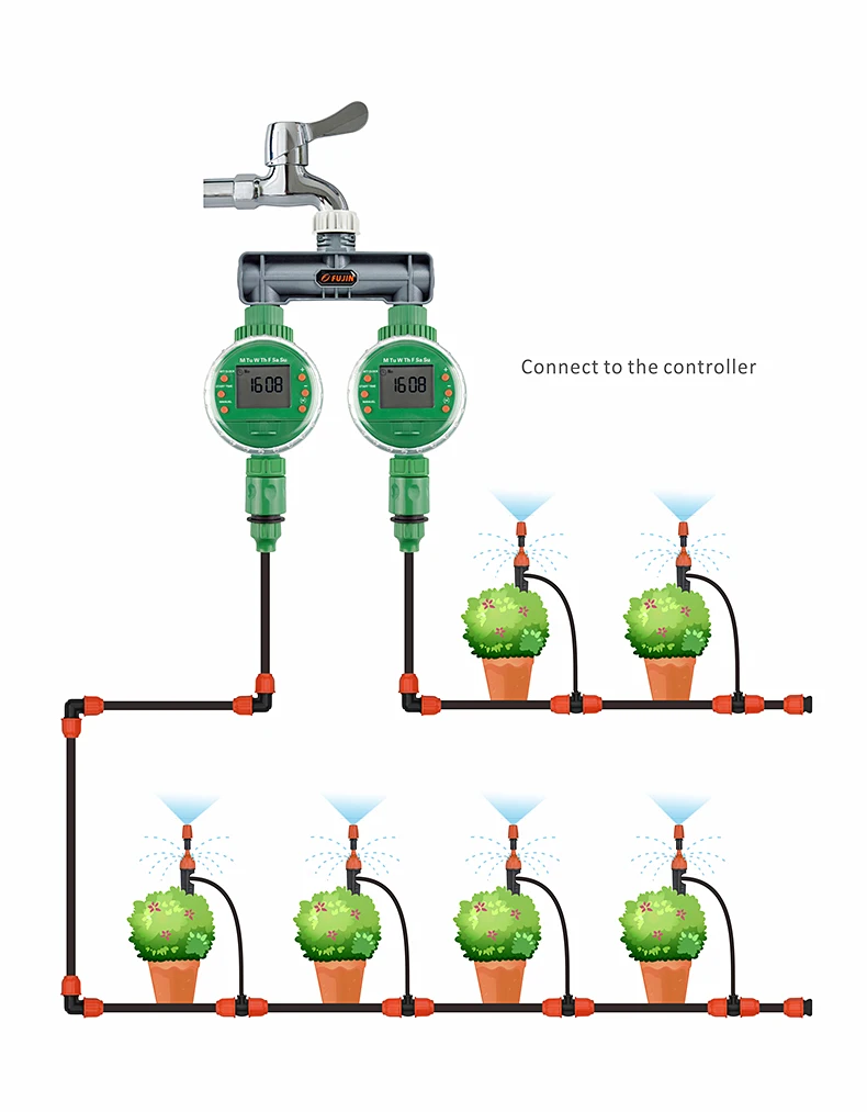 FUJIN IRRIGATION 2 Way and 4 Way Water Distributor Gardening Irrigation ...