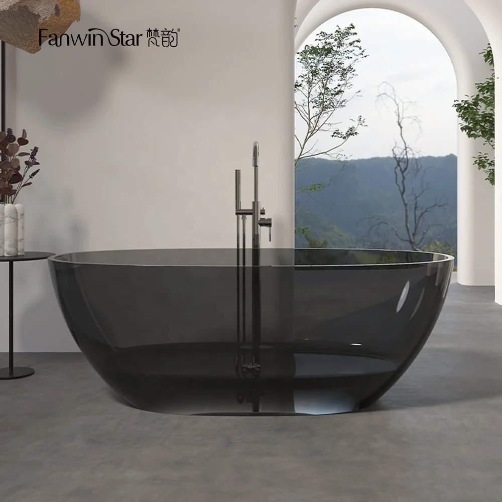 Fanwin Colorful Hotel Bathroom Freestanding Resin Bath Tub Transparent ...
