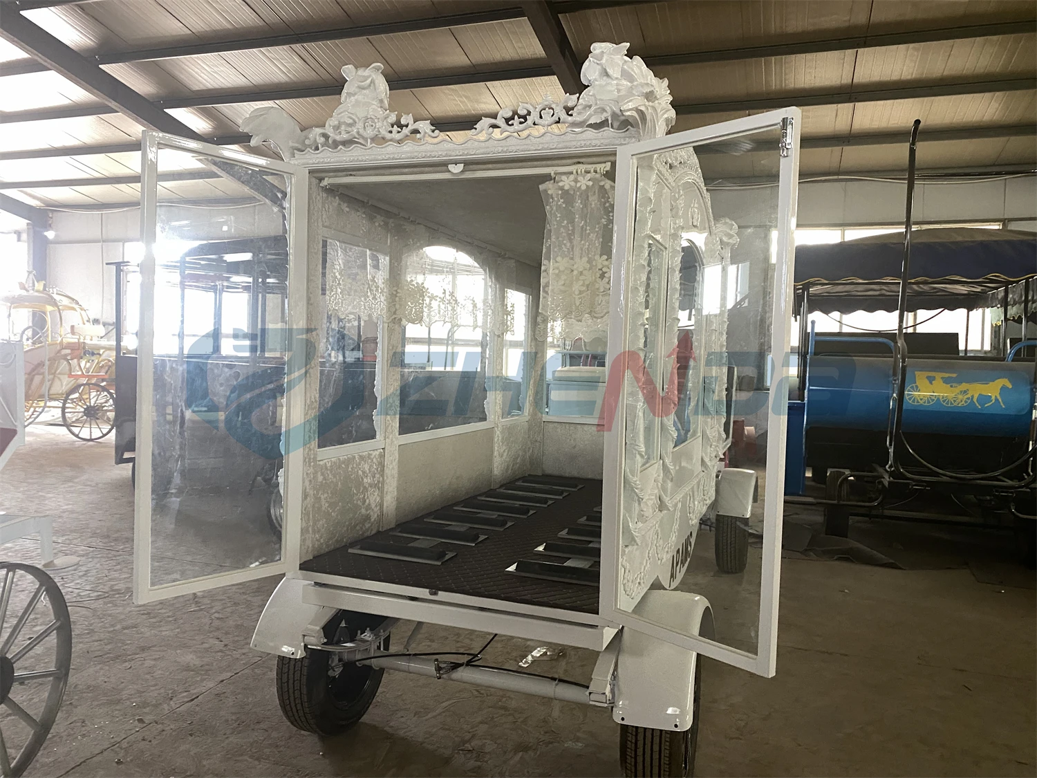 Simple White Holy Horse Hearse - Classic Funeral Car