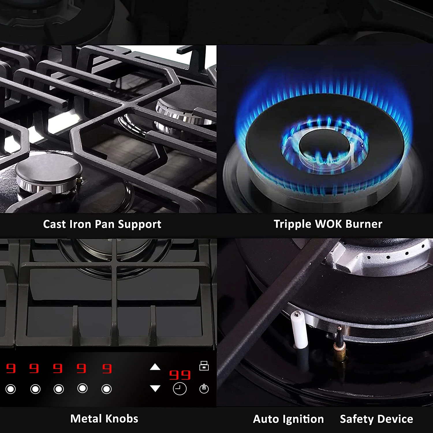 5 Burners Cooktop Five Cooker Hob Commercial Kitchen Cook Heating Free ...