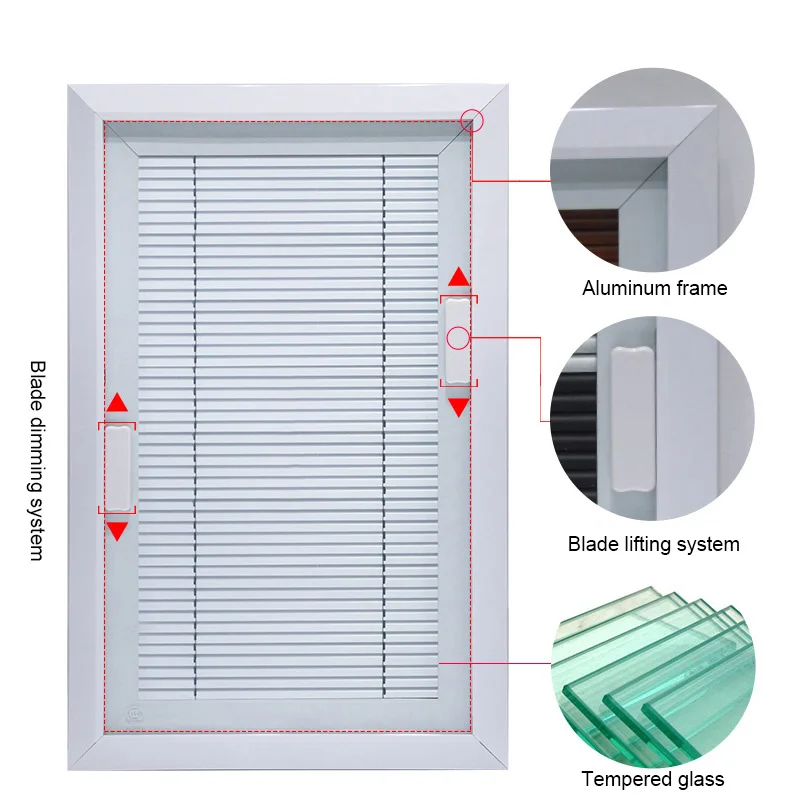 Electric Magnetic Control Single Glass Louver Curtain With Tempered ...