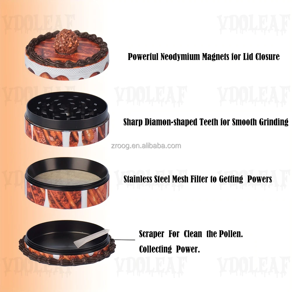 Customizable 4-Layer Zinc Alloy Herb Grinders - Creative & Durable