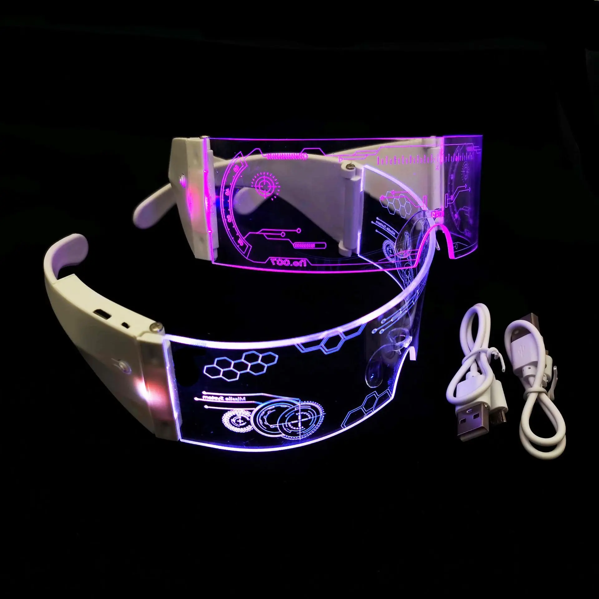 Customize Cyberpunk Rechargeable Led Light up Colorful Flashing Glasses ...