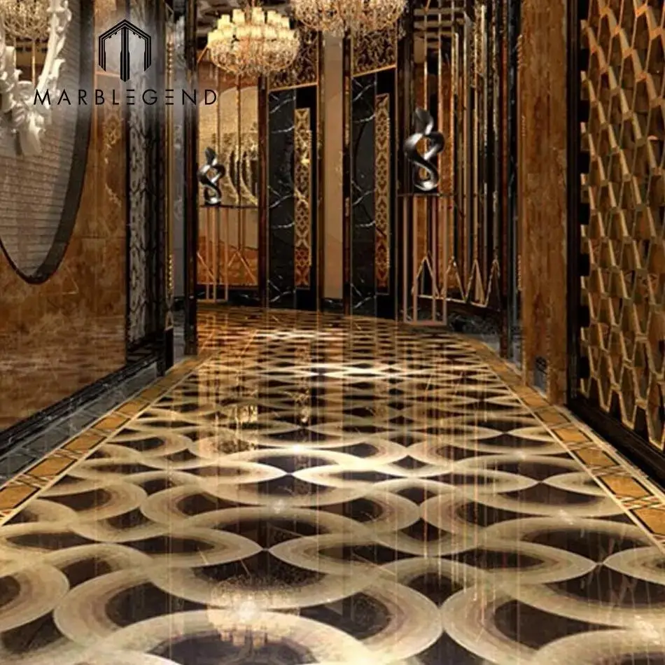 custom Luxury hotel flooring Laminated Marble waterjet wall tiles ...