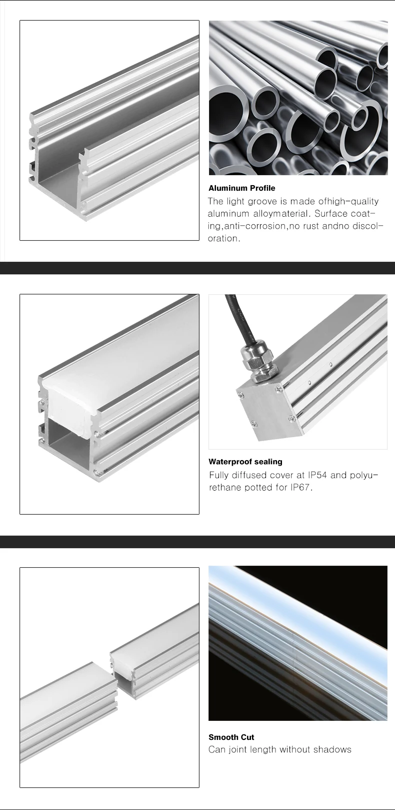 Custom Exterior Lighting IP67 Waterproof Inground Led Aluminum Linear ...