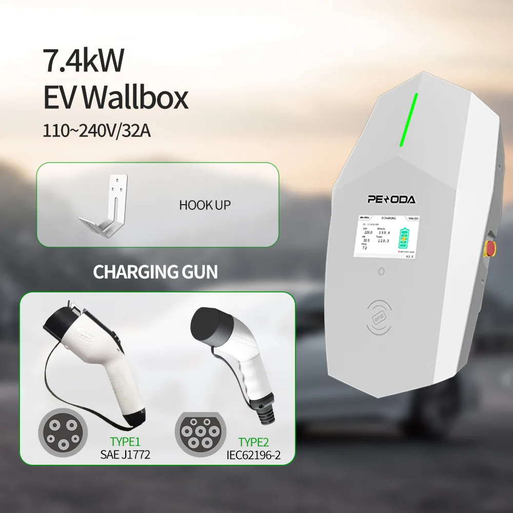 32a 1phase Evse Wallbox Ev Charger 7kw Electric Car Charger Ac Charging ...