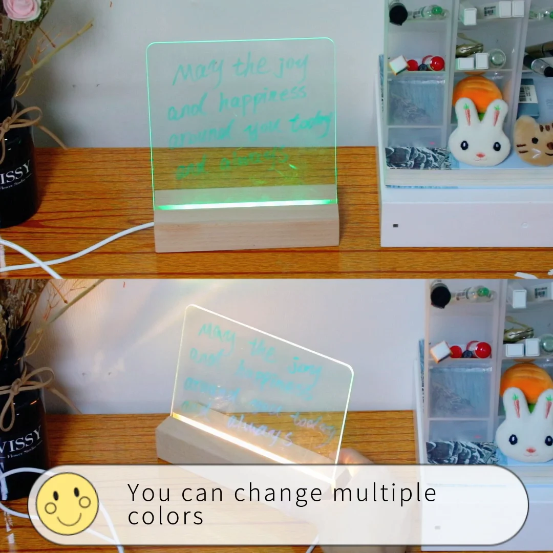 Portable Acrylic Message Board With Led Light For Night Writing Perfect ...