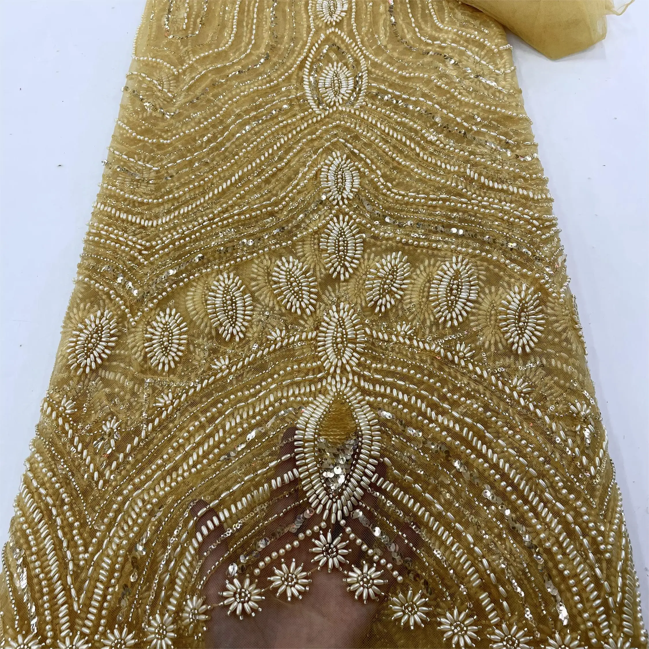 Telas Para Vestido De Fiesta Bridal Crystal Sequins Heavy Beaded Fabric ...
