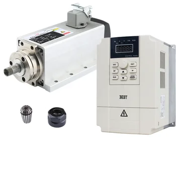 1.5kw 220v Square Air-cooled Spindle Motor + Vfd Inverter + With Er11 Chuck Set For Cnc Router ...