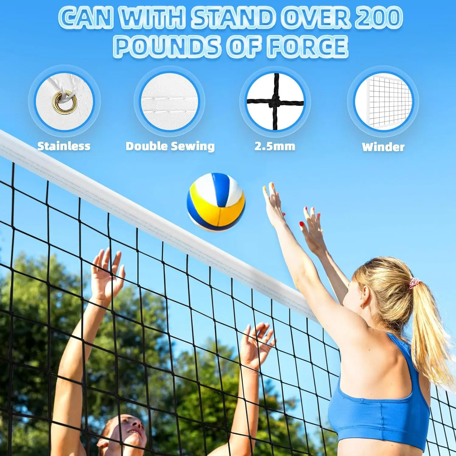 Professional Volleyball Net Outdoor with Aircraft Steel Cable Heavy ...