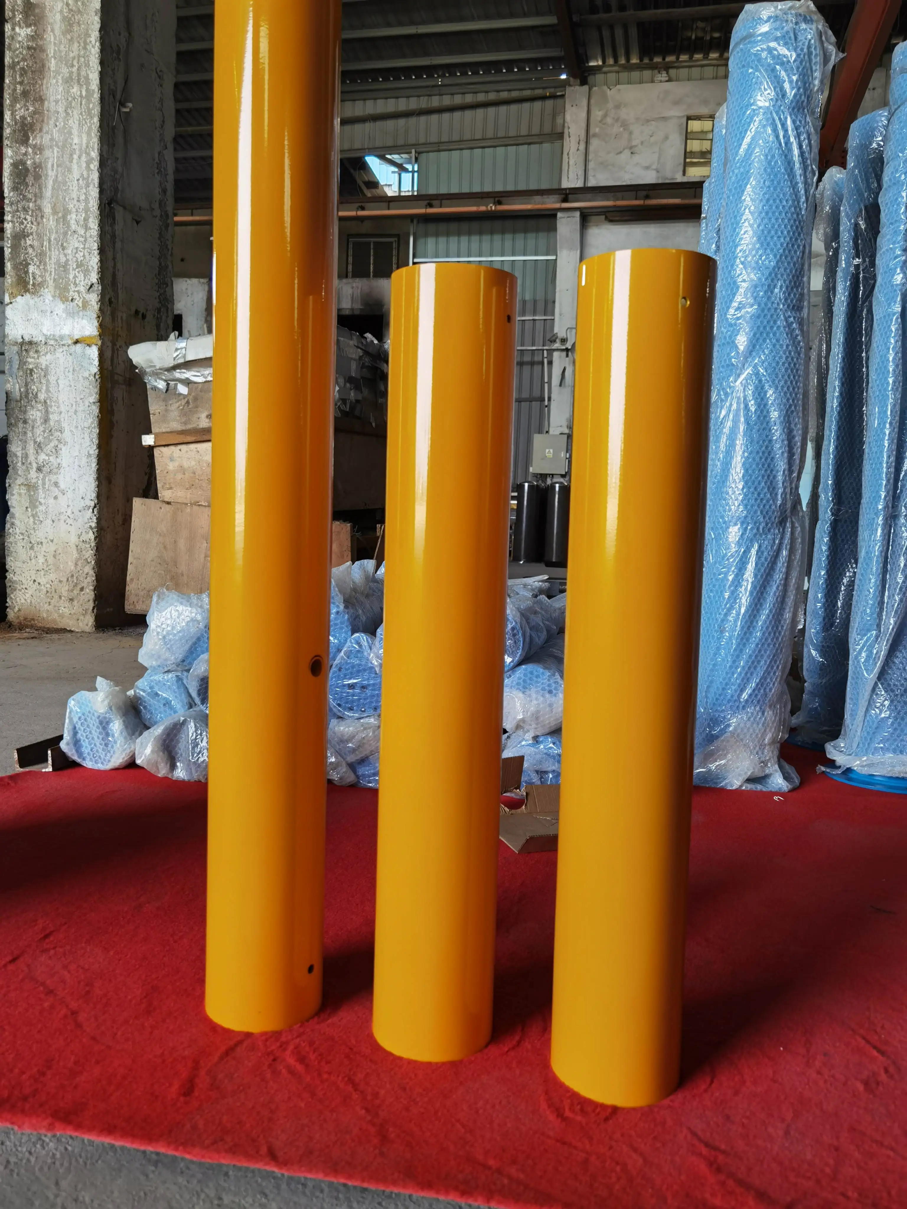 Yellow Power Coating Painted Galvanized Steel Bollards - Buy Yellow ...