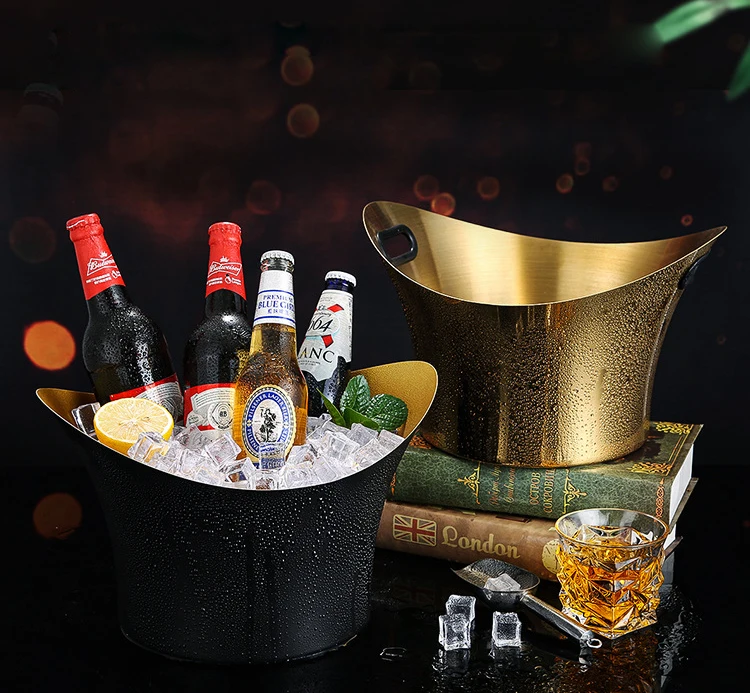 Custom Metal Wine Cooler Beer Bucket Stainless Steel 5L Luxury ...