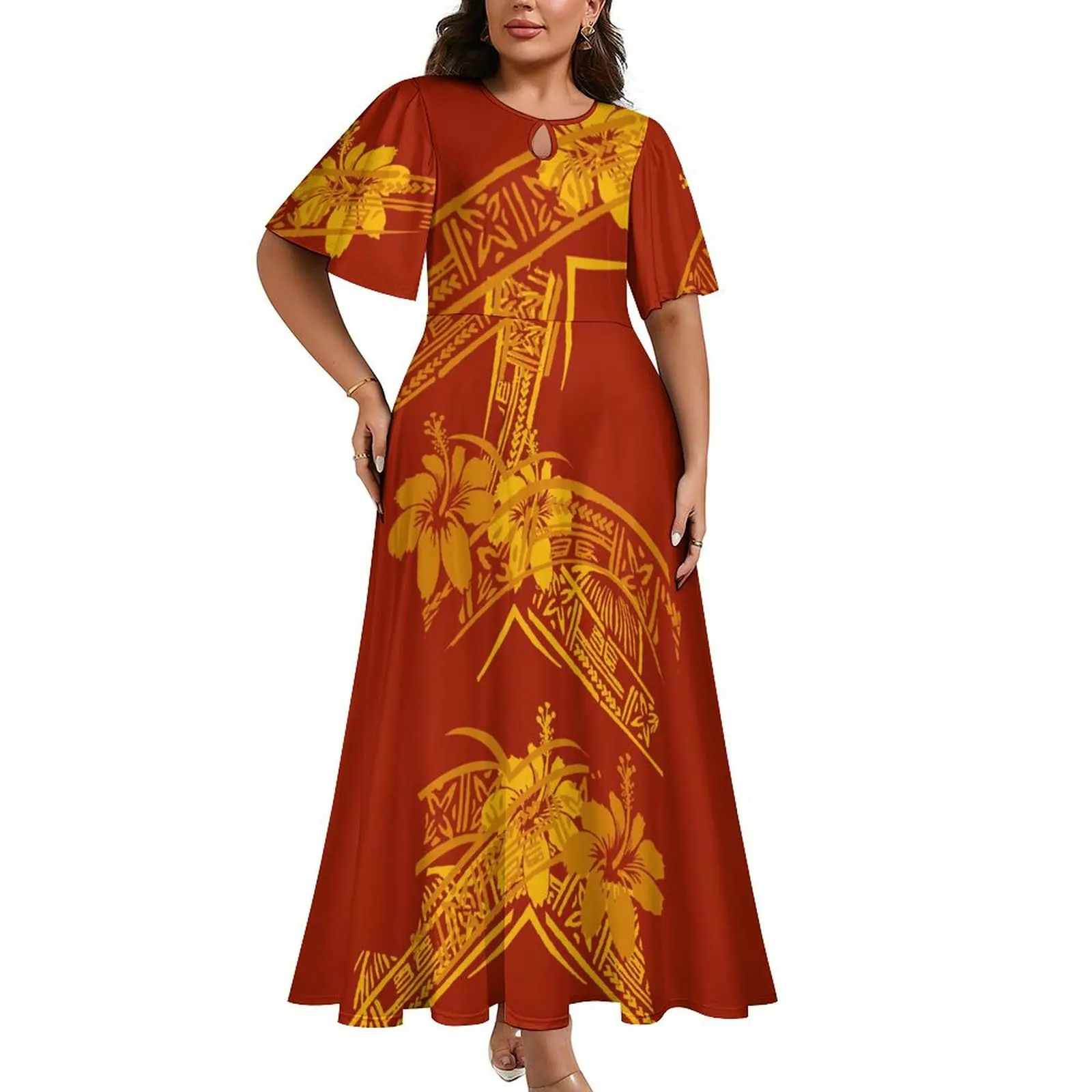 Promotional Polynesian Elei Tribal Design Custom Women's Dress Flared ...