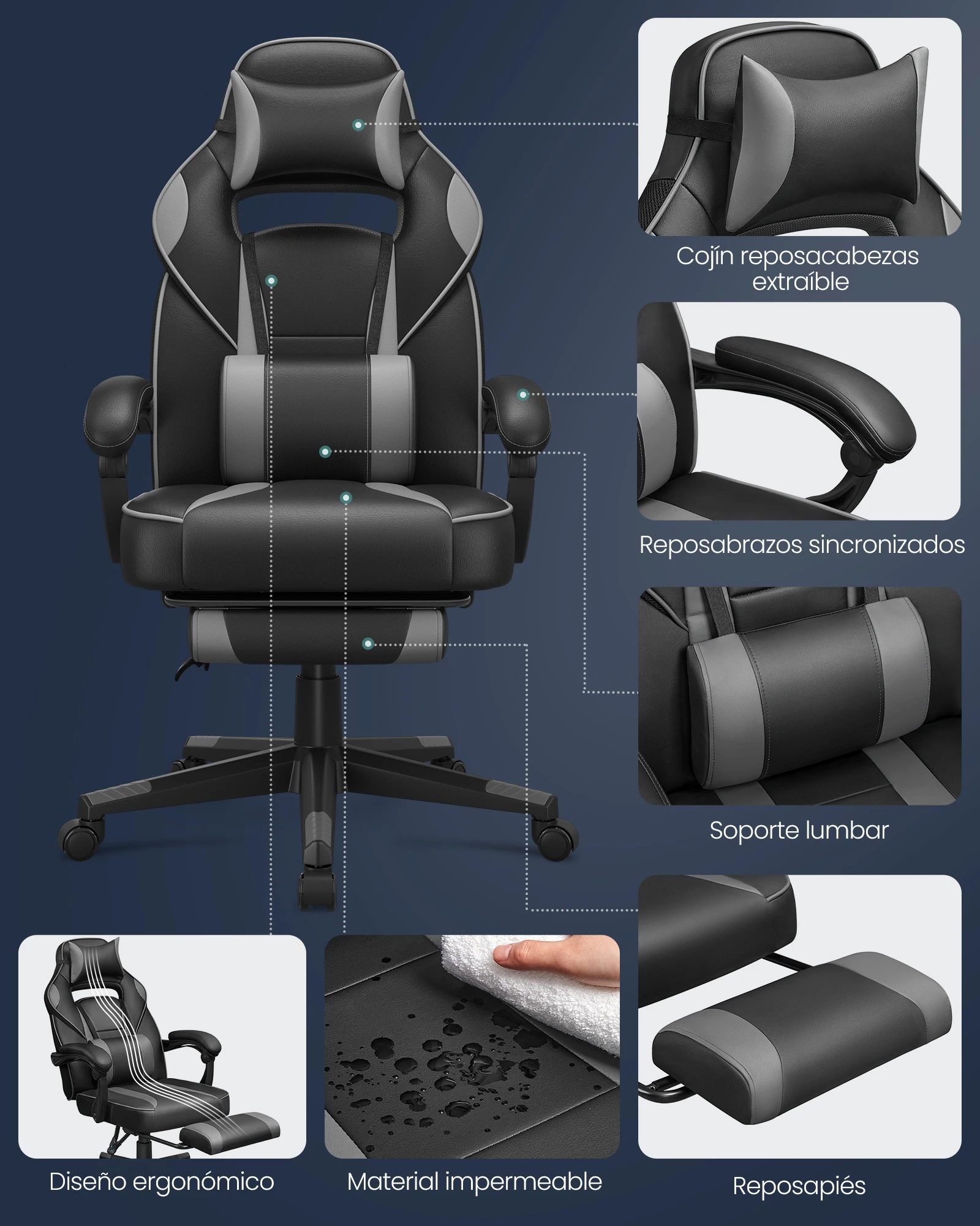 SONGMICS Ergonomic Office Chair - Premium PU Leather