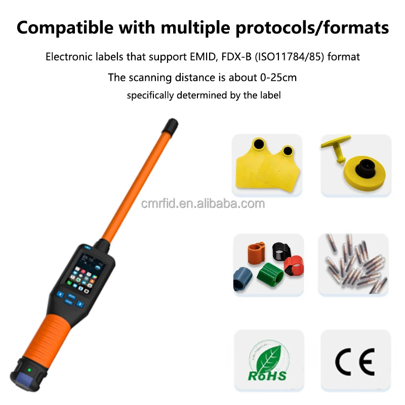 Cmrfid Farm Long Rang Cattle Ear Tag Handheld Scanner 134.2khz Animal ...