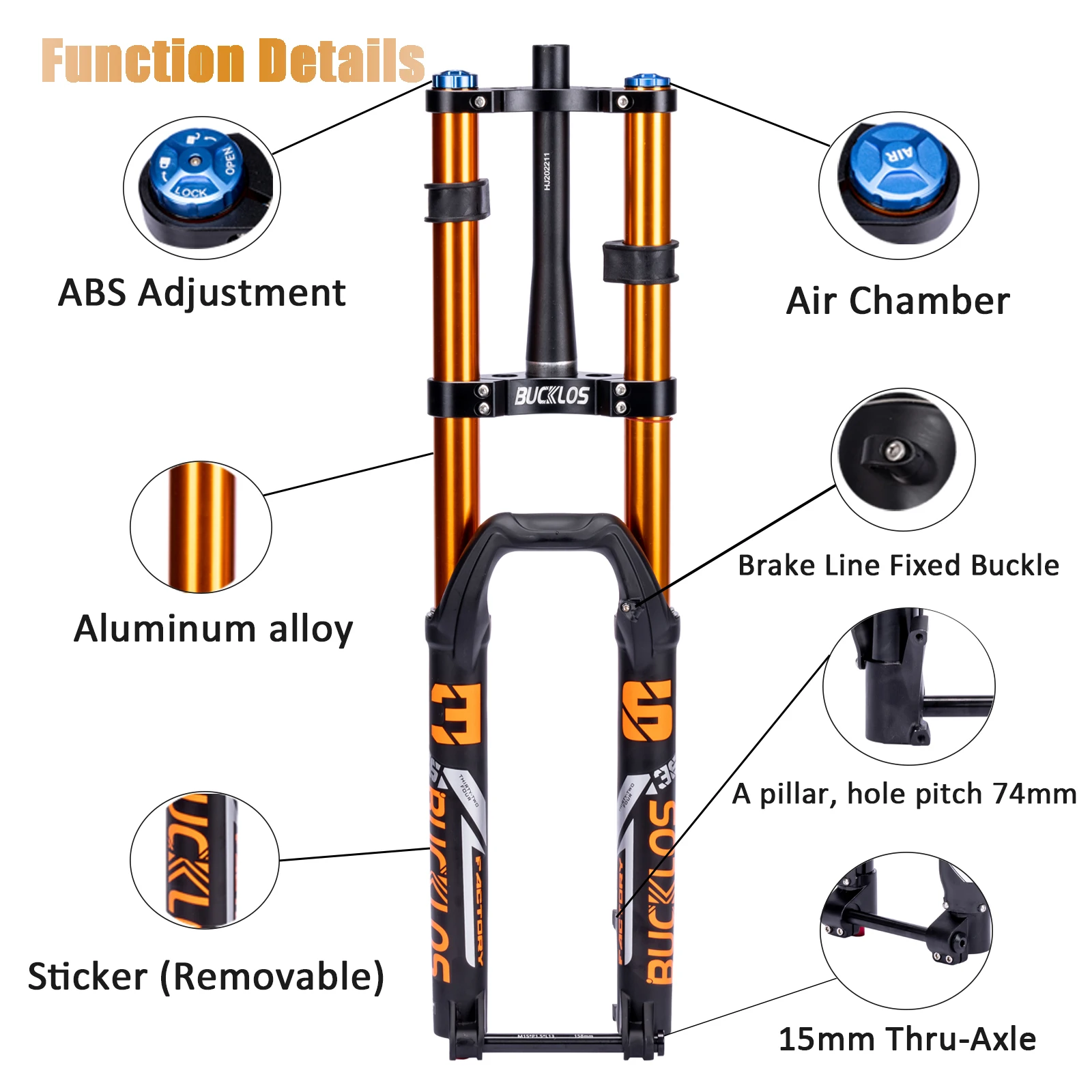 Bucklos 27.5 29 Inches Downhill Double Shoulder Bicycle Inverted Fork ...
