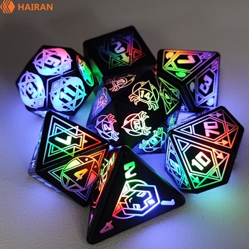 Custom 7 Piece Polyhedral Dice Set Oem Odm Usb Rechargeable Electric ...