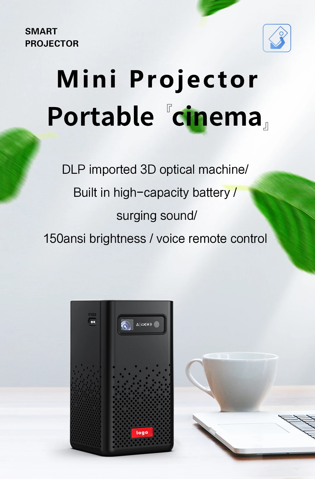 Svr Mini Dlp Android 9.0 Os Wifi Portable Projector,4k Mini Pocket ...