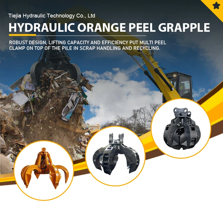 Tiejia Hydraulic Grapple Hydraulic Polyp Grapple Orange Peel Grapple ...