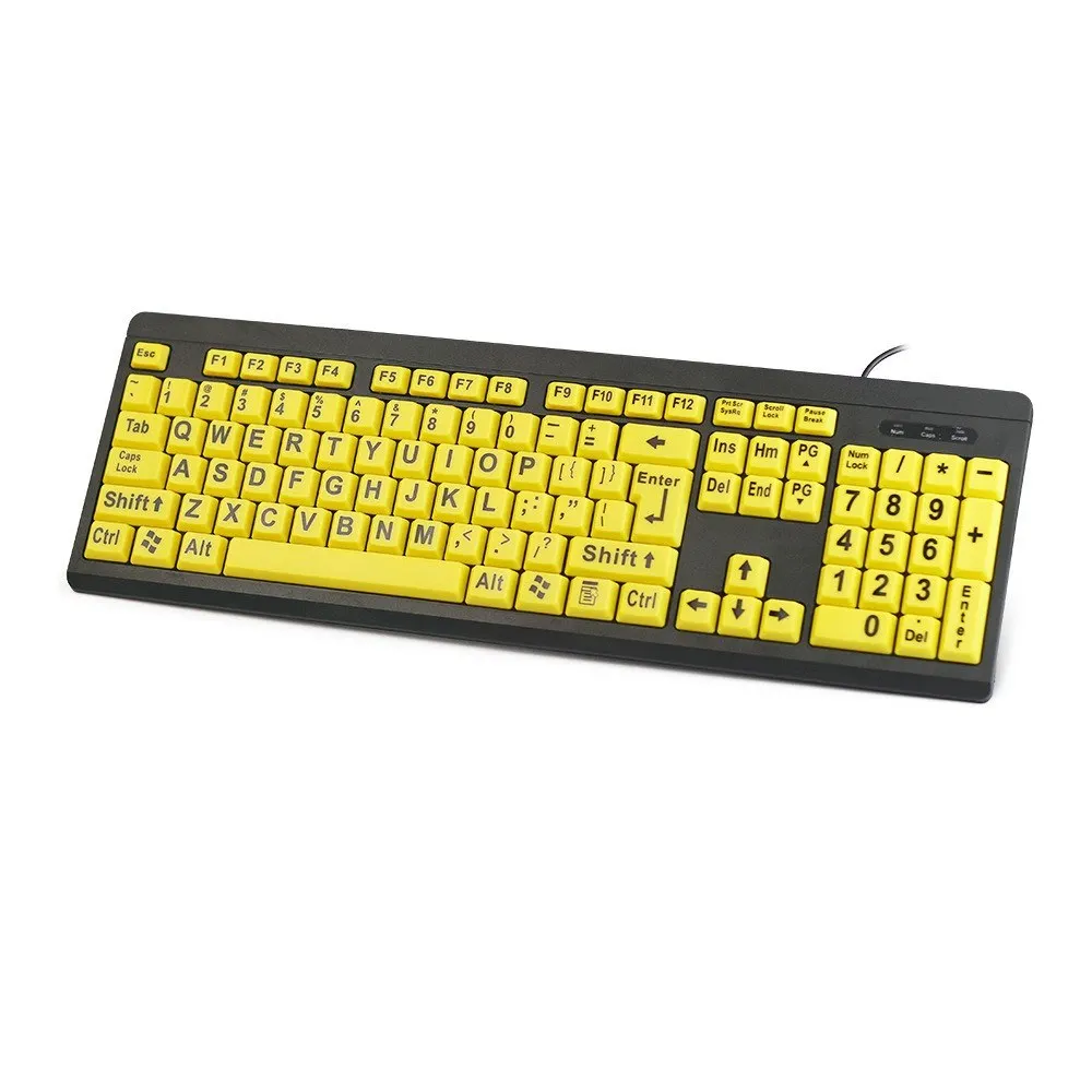 Large Print Low Vision Users High Contrast Wired Usb Keyboards 104 Keys ...