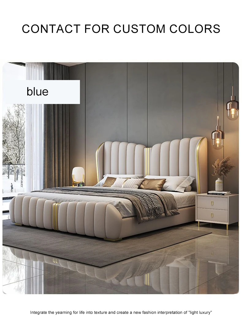 Italian Minimalist High-end Luxury Leather Bed 1.8m Double 1.5m Single ...