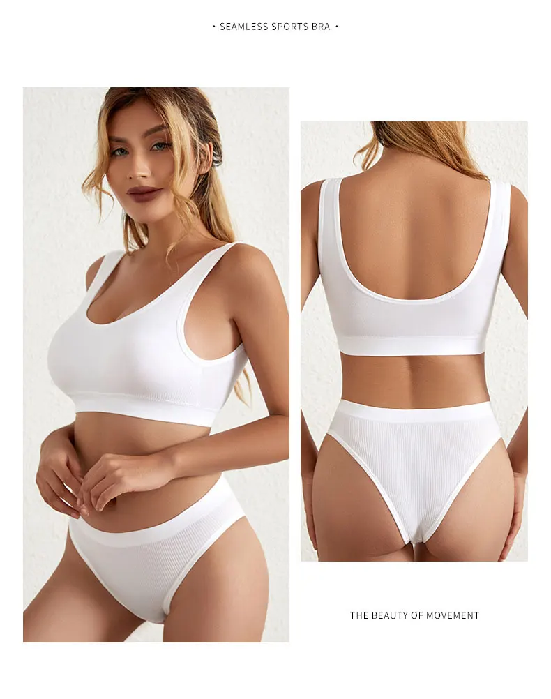 Woman Non Adjusted Straps Wireless Bra And Panty Set Womens Plus Size