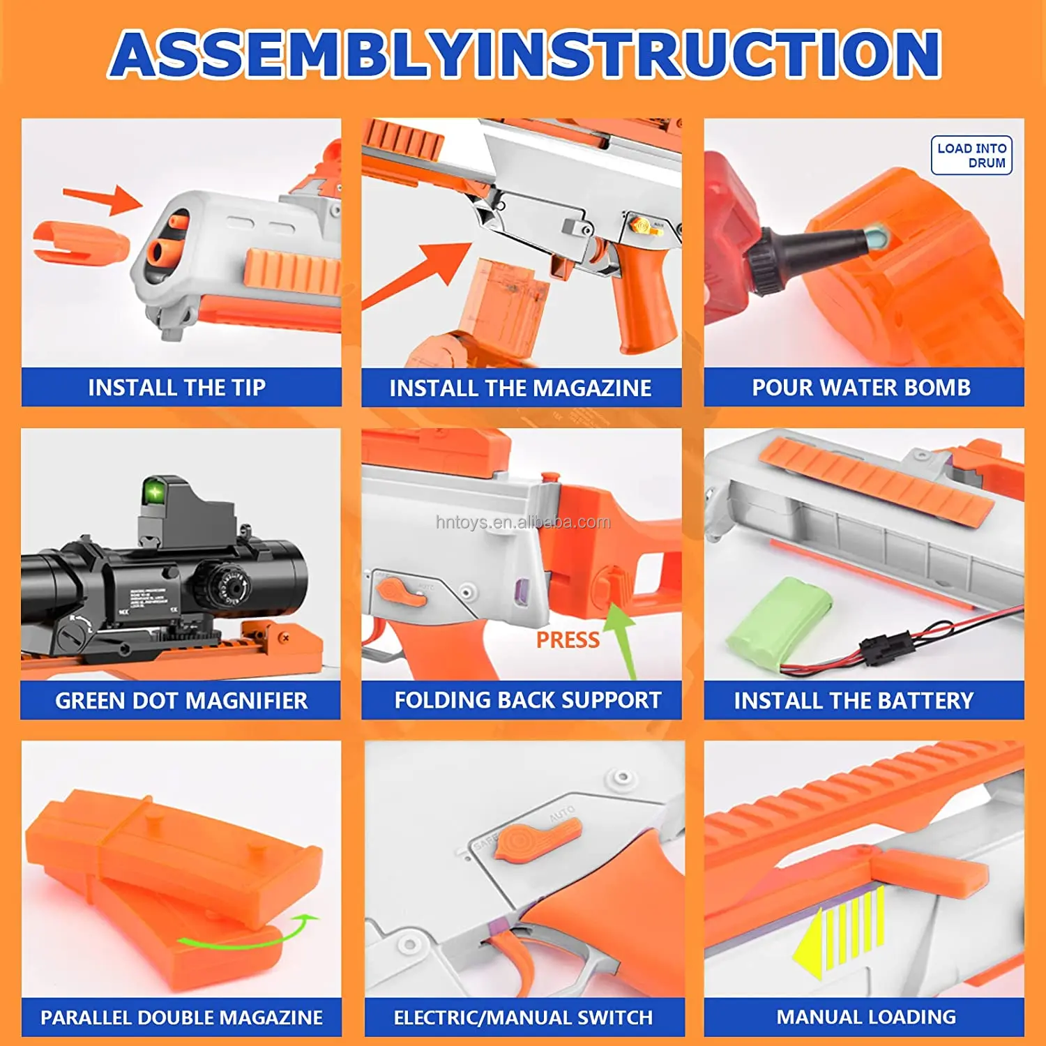 Large Splat Blaster Gun Toy Big Splat Blaster High Speed Automatic ...