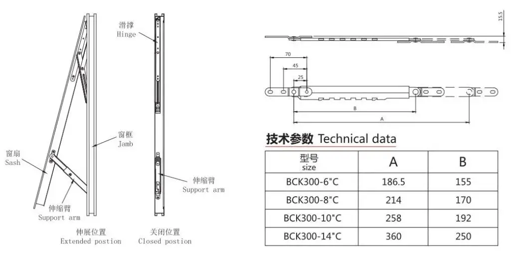 Stainless Steel Window Hardware - Telescopic Limiter Hinge
