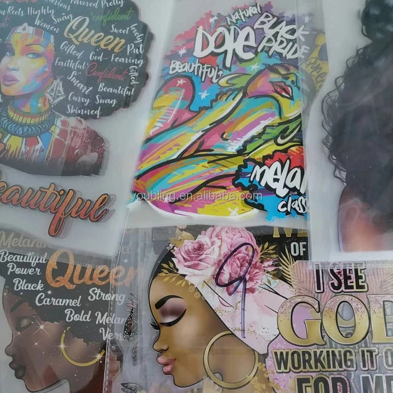 Custom Black Queen Afro Girl Offset Thermal Iron On Patches Dtf Film ...