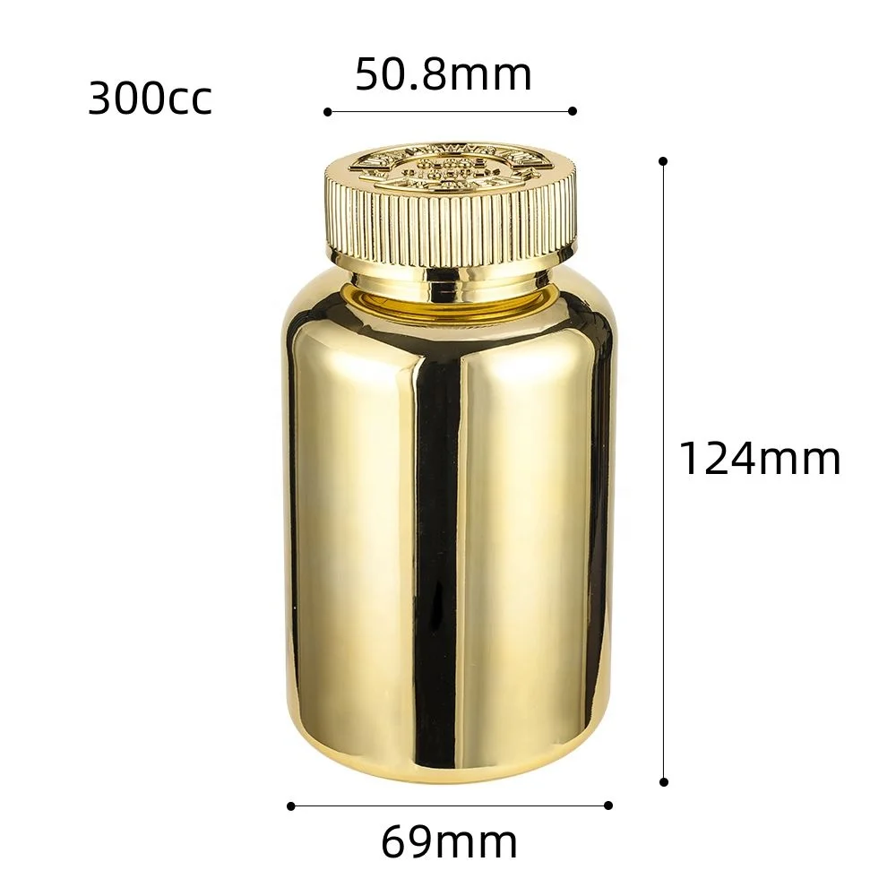 Wholesale Gold Plastic Bottle - Pill Capsule Medicine Container