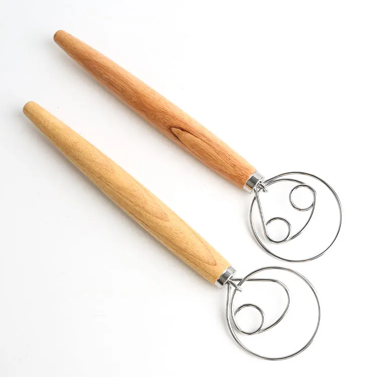 Baking Tools 13-Inch Flour Mixer Bread Dough Hand Mixer Wooden handle ...