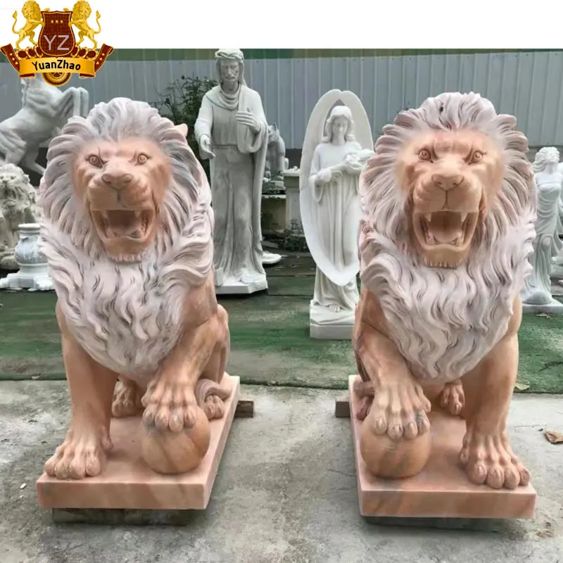 Outdoor Garden Life Size Stone Lion Sculpture - Marble Animal Statues