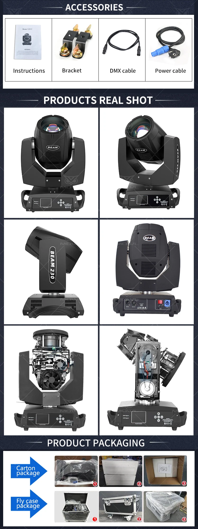 Mowl Stage Light Sharpy High Beam 230w 7r 230 Moving Head Beam Light ...