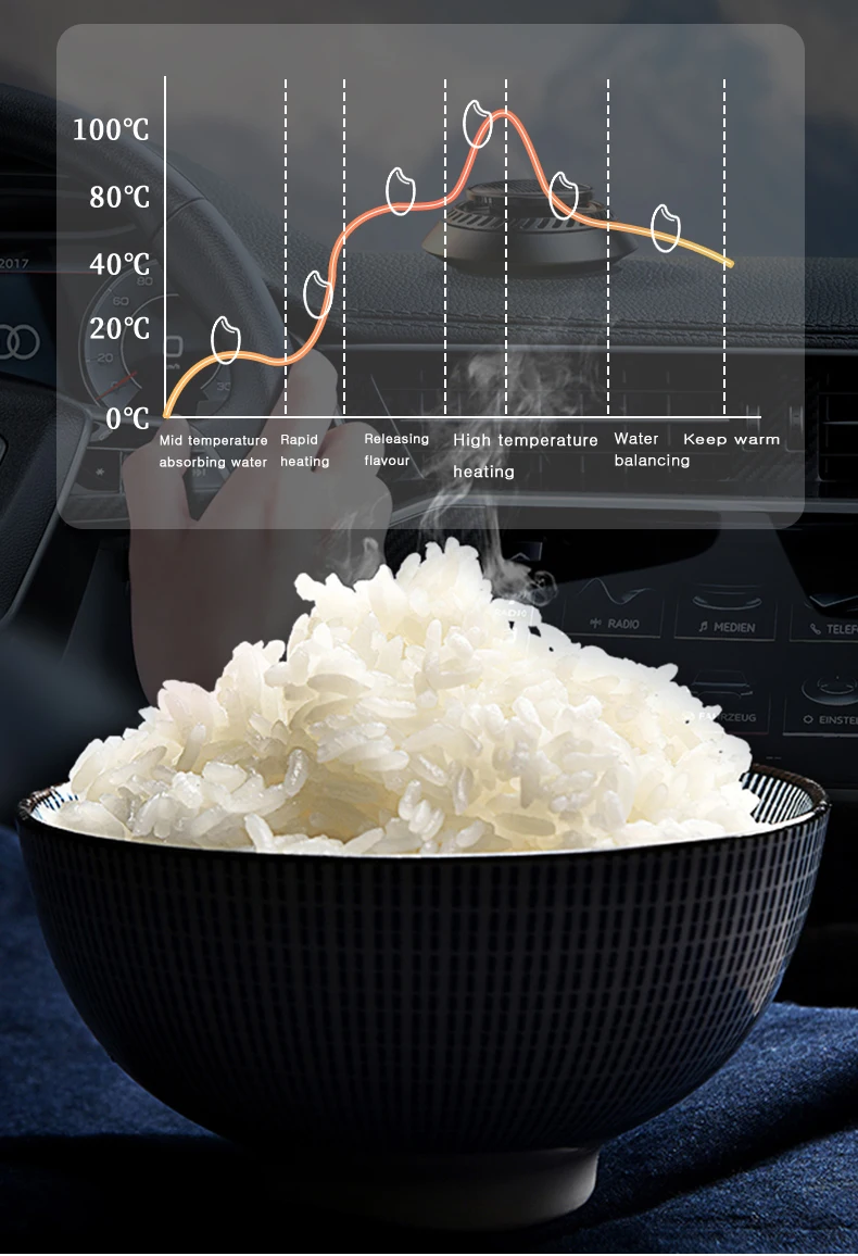 2L Portable Car Rice Cooker - Fast, Efficient Cooking