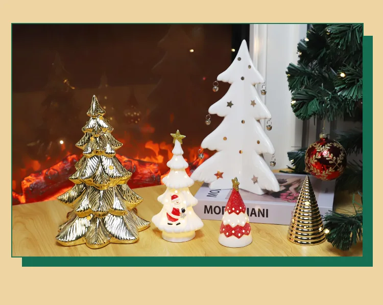 Decorative Figurine Display for Holiday Ceramic Christmas Trees Ceramic ...
