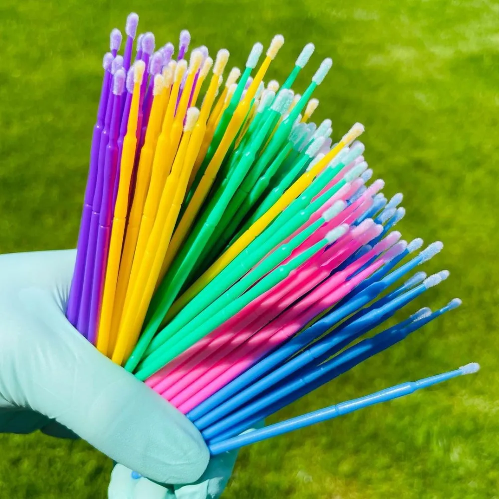 Pink Long Micro Brushes Micro Swabs Disposable Lash Microbrush Lash ...